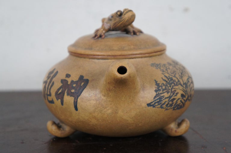 Chinese Yixing Zisha Marked Clay Teapot Gecko Lizard Landscape Footed ...