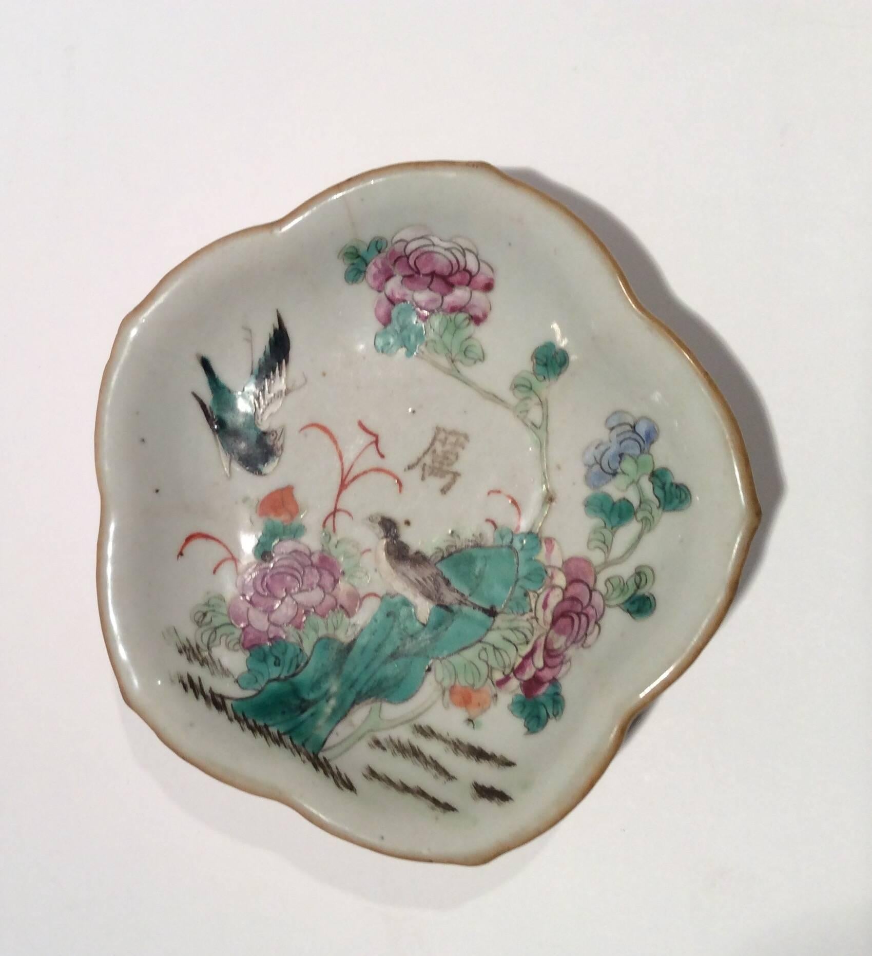 Ching Dynasty Footed Porcelain Dish Famille Rose at 1stDibs