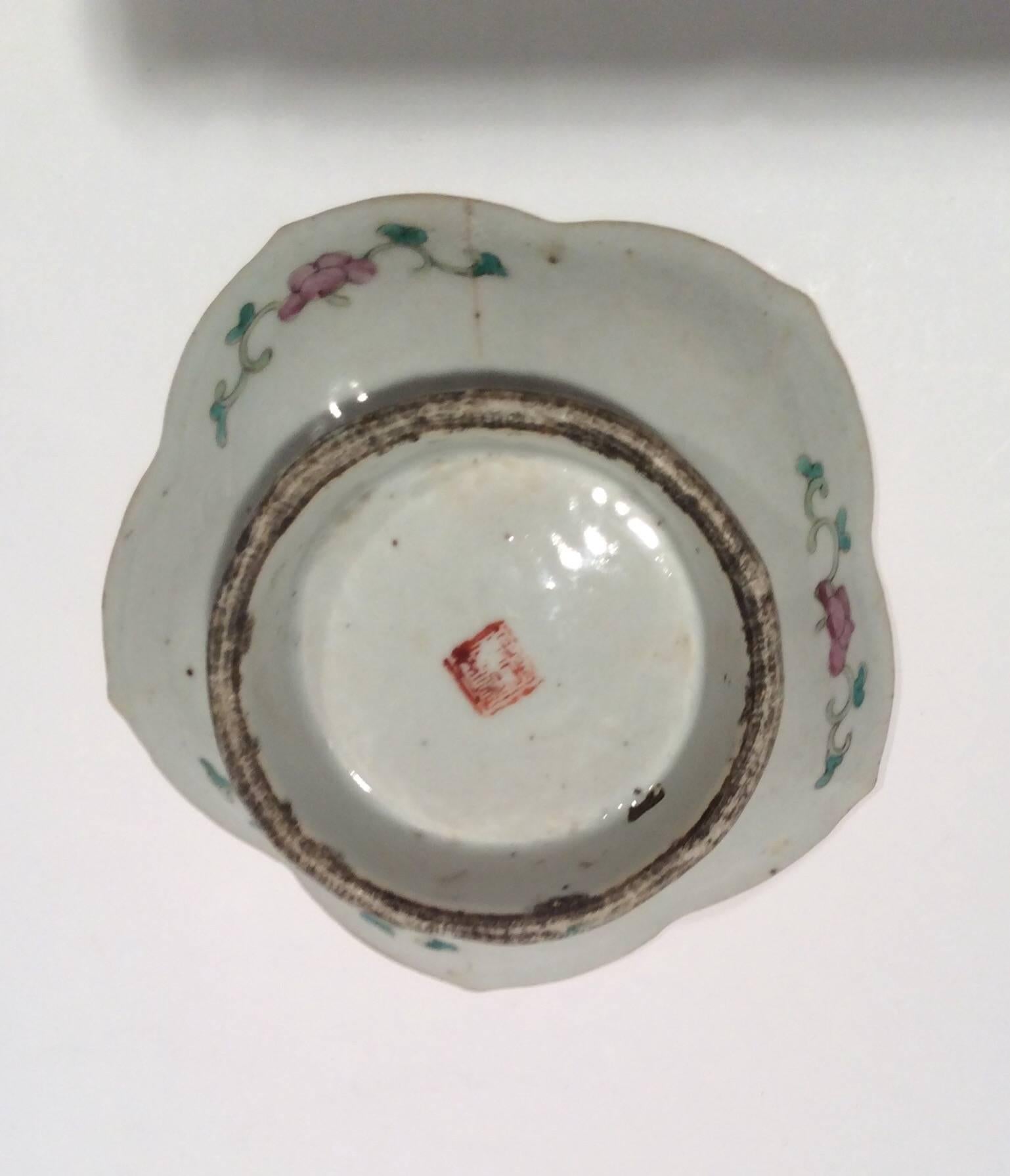 Ching Dynasty Footed Porcelain Dish Famille Rose at 1stDibs