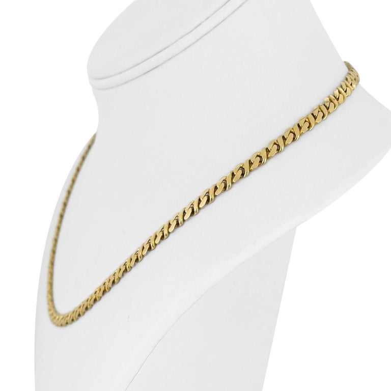 Chini 18 Karat Yellow Gold Solid Fancy Curb Link Chain Necklace, Italy ...