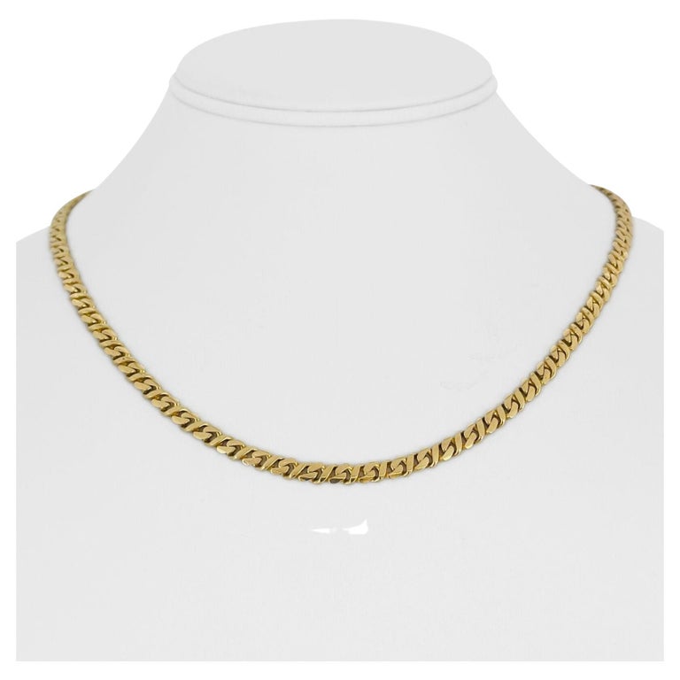 Chini 18 Karat Yellow Gold Solid Fancy Curb Link Chain Necklace, Italy ...