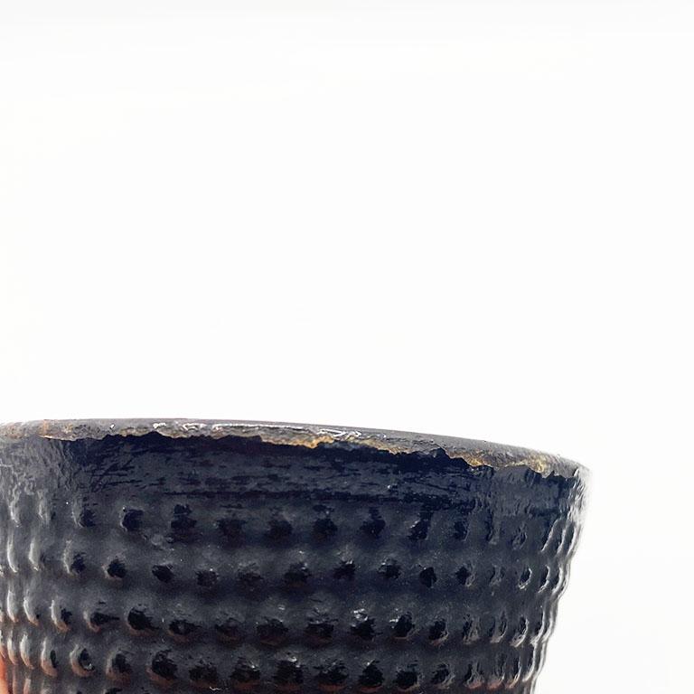 Chinoiserie Black Knobby Iron Tea Cups, a Pair For Sale at 1stDibs