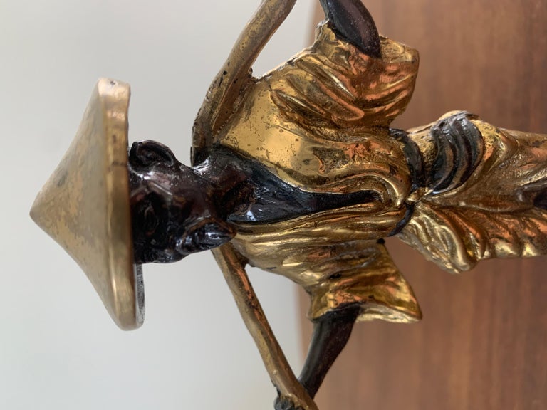 Chinoiserie Brass Figure of a Man Carrying a Yoke at 1stDibs