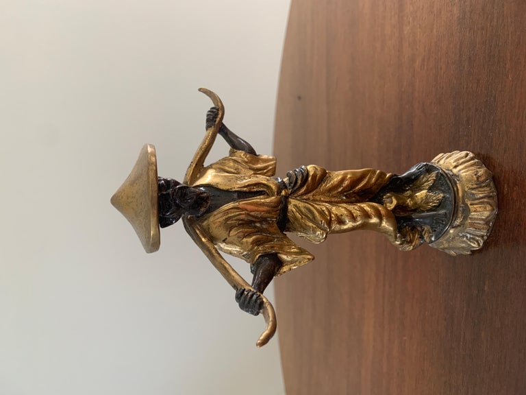 Chinoiserie Brass Figure of a Man Carrying a Yoke at 1stDibs