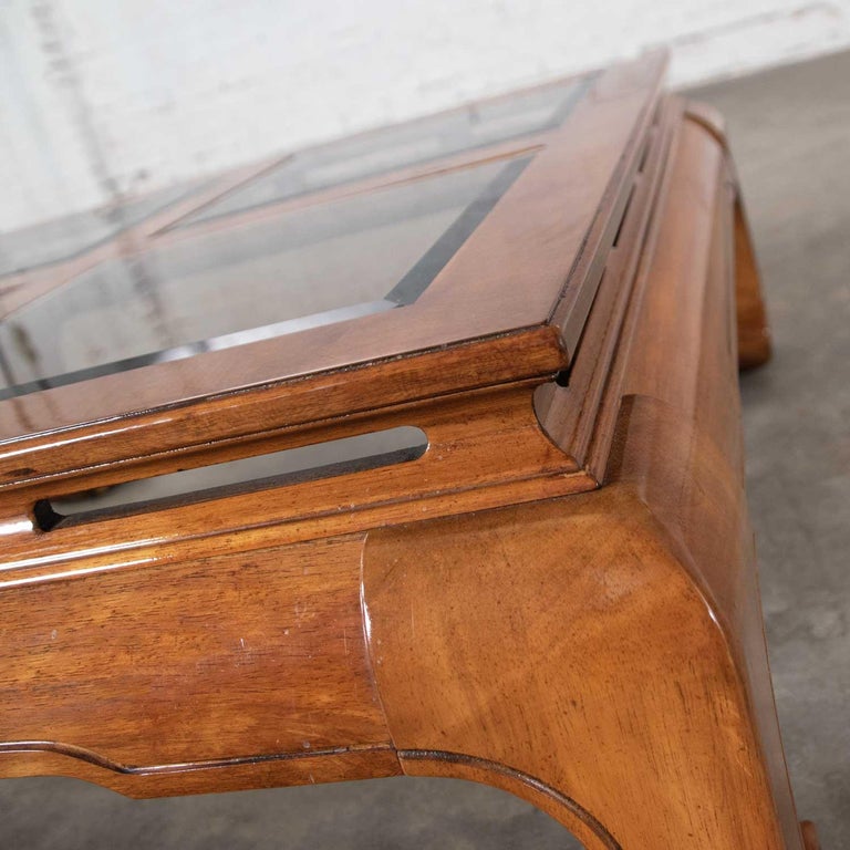 Chinoiserie Chow Leg Ming Style Large Square Coffee Table Attributed to ...