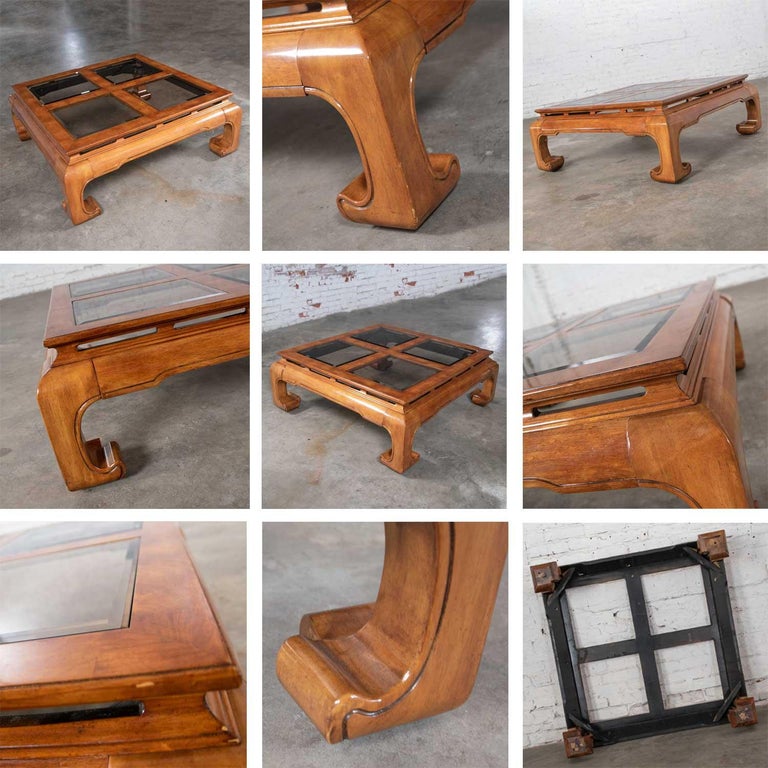 Chinoiserie Chow Leg Ming Style Large Square Coffee Table Attributed to ...