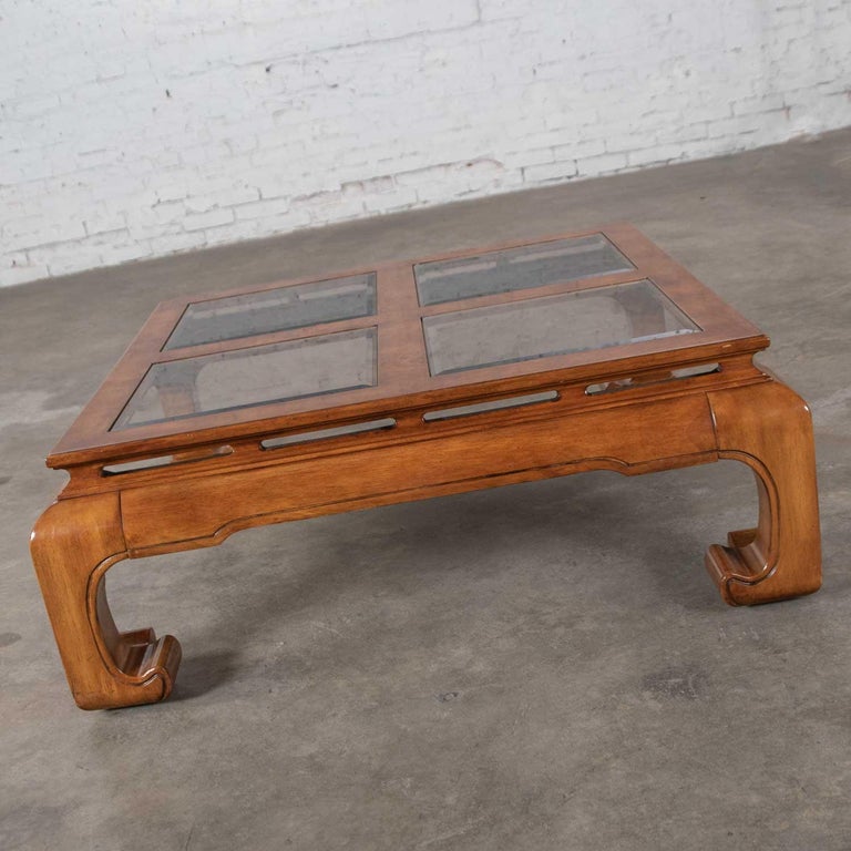 Chinoiserie Chow Leg Ming Style Large Square Coffee Table Attributed to ...