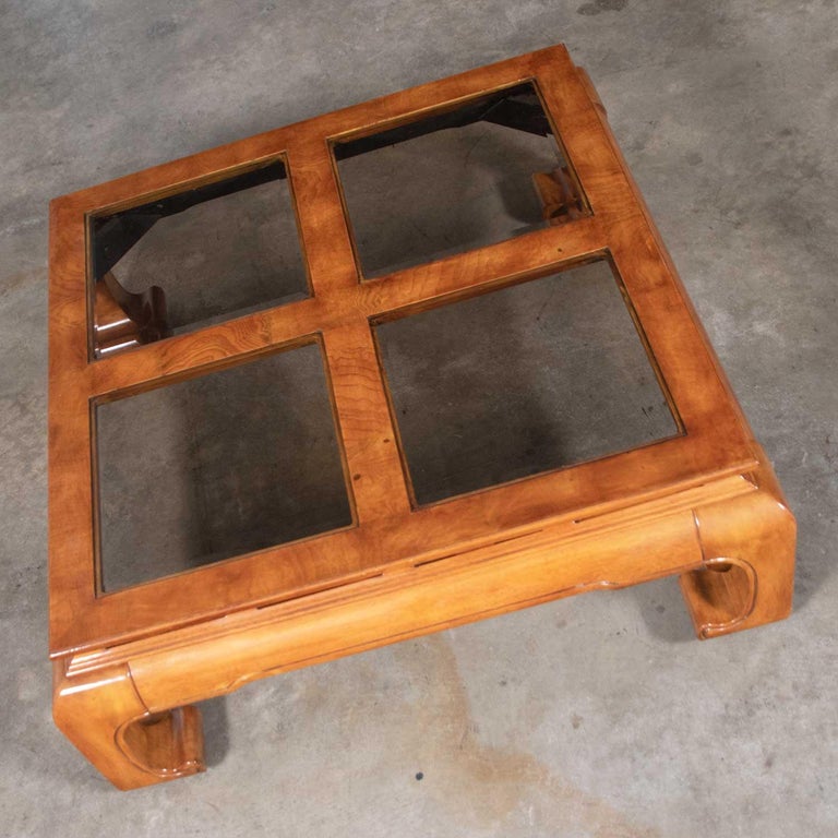 Chinoiserie Chow Leg Ming Style Large Square Coffee Table Attributed to ...