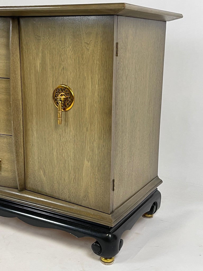 Chinoiserie Credenza Chest Sideboard w. Brass Tassel Pulls at 1stDibs