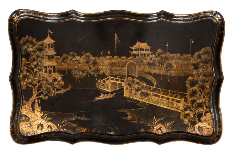 Chinoiserie Decorated Lacquer Coffee Table For Sale at 1stDibs