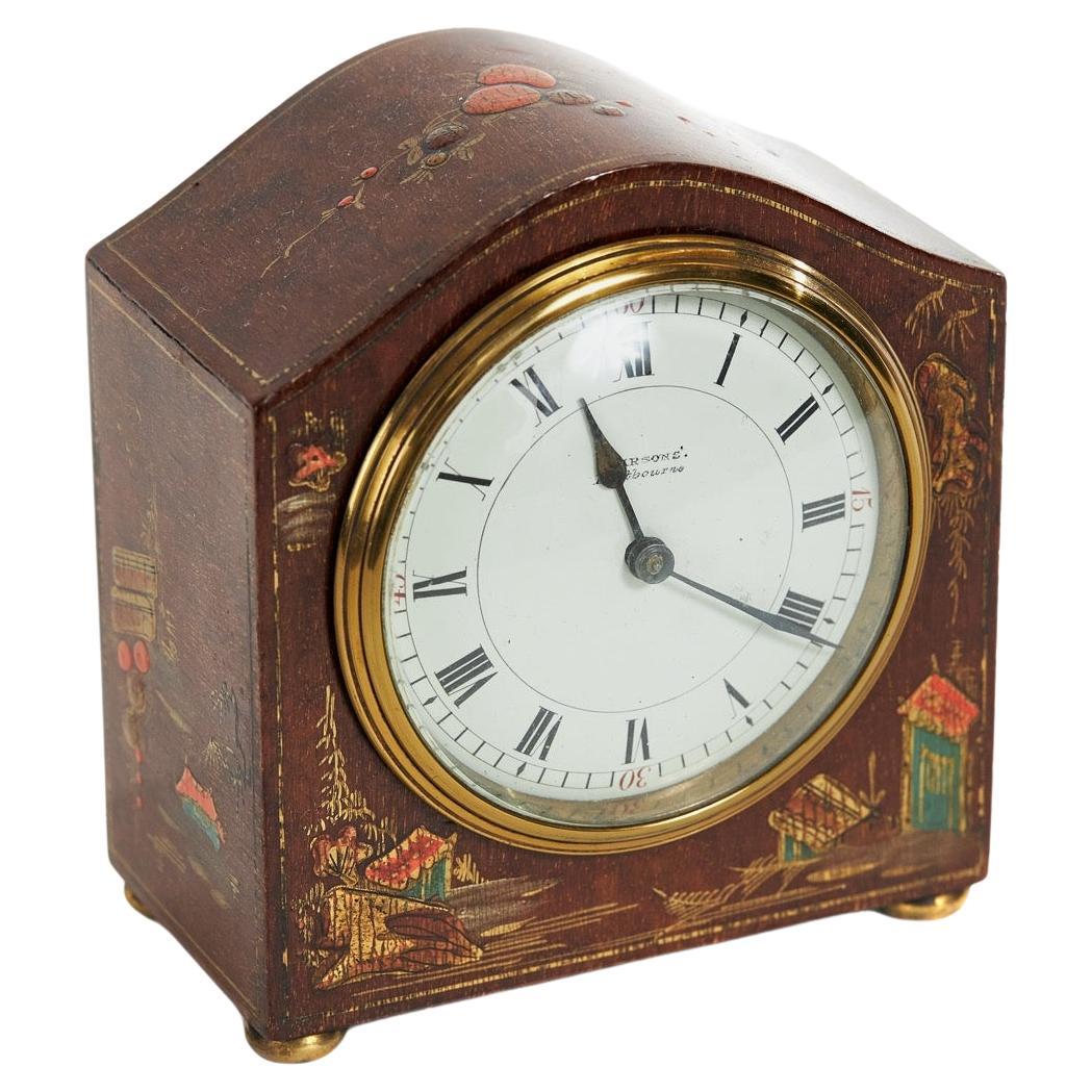 Chinoiserie Decorated Mantel clock, circa 1930s For Sale at 1stDibs
