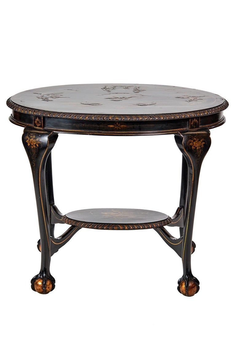 chinoiserie Decorated Oval 2 Tier Table, circa 1900 For Sale at 1stDibs