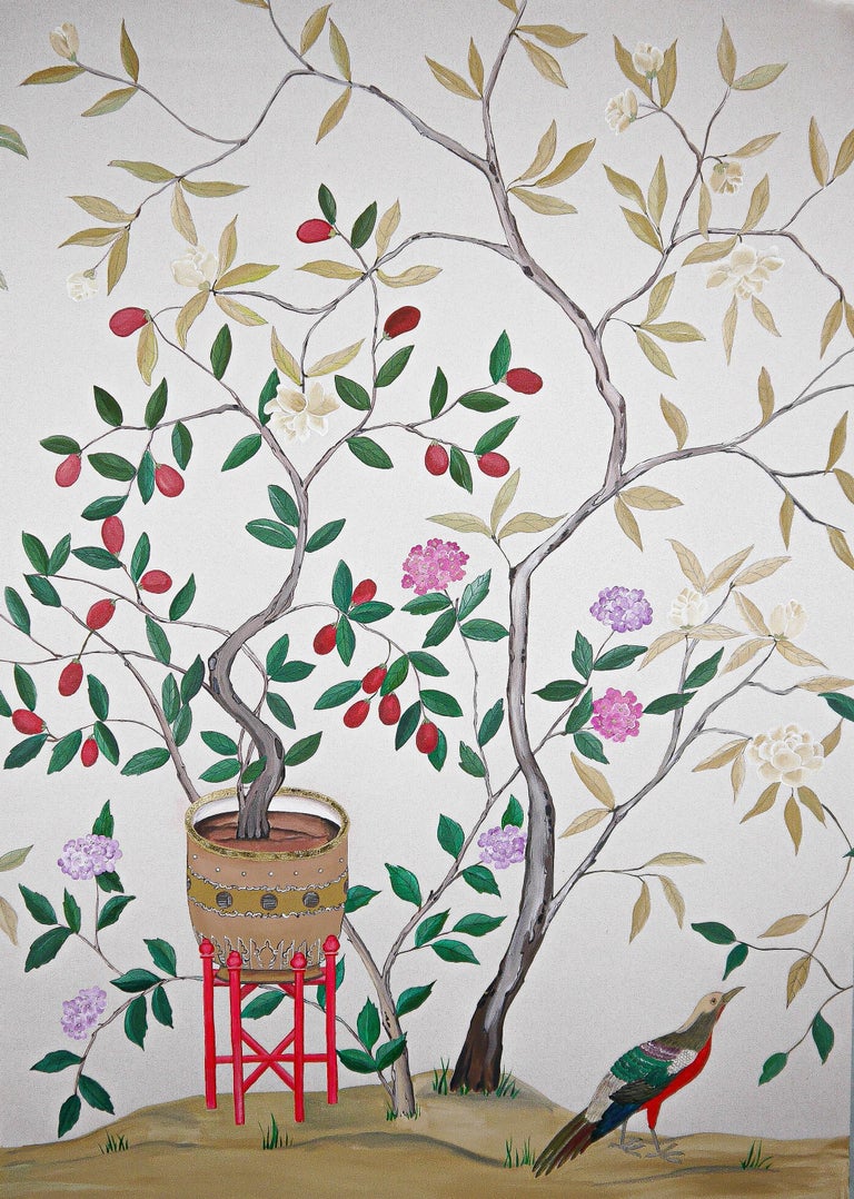 Chinoiserie Handpainted Chinese Panel 19th Century Temple Newsam For ...