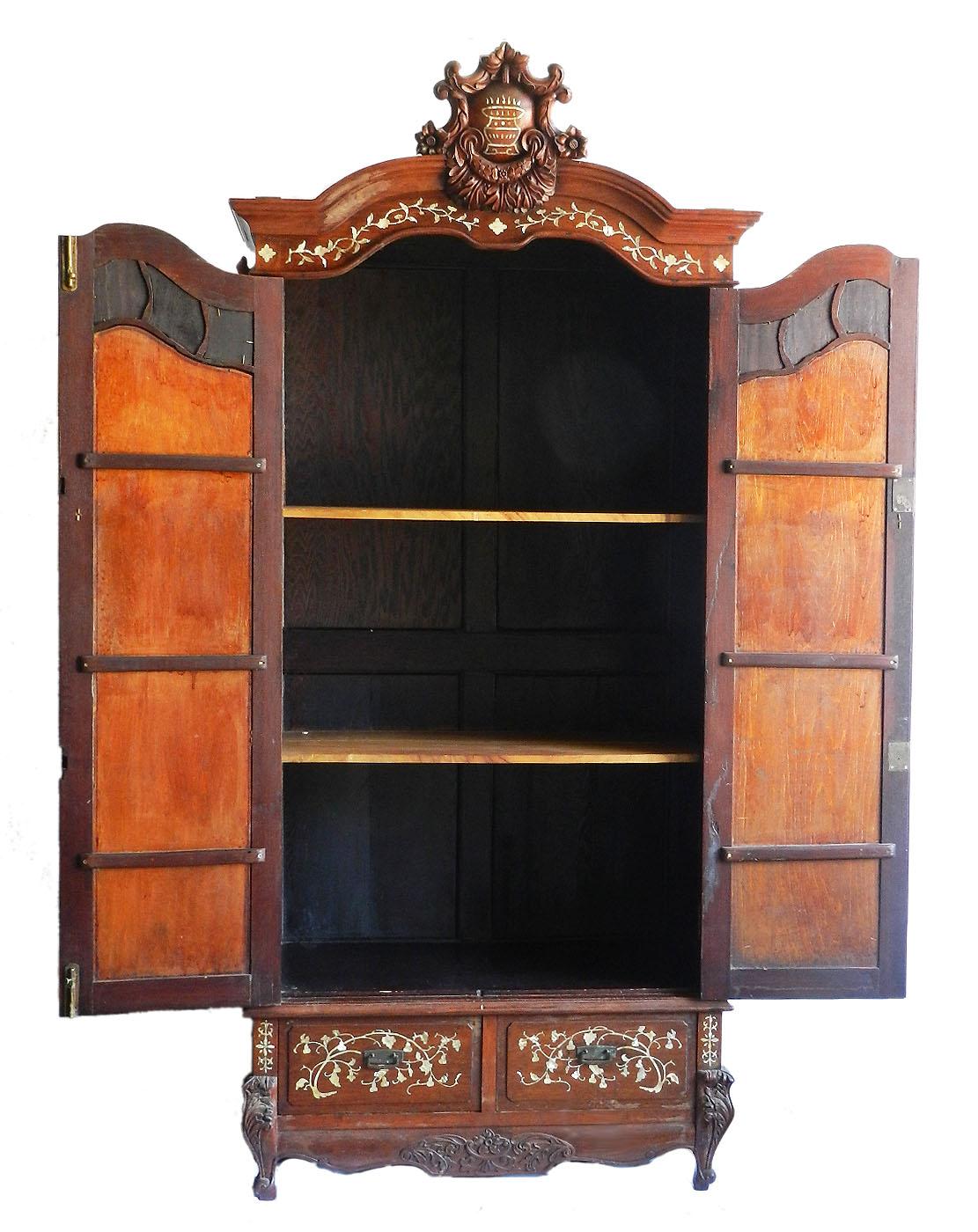 Chinoiserie Inlaid Armoire 19th Century Chinese Mirror Door Wardrobe ...