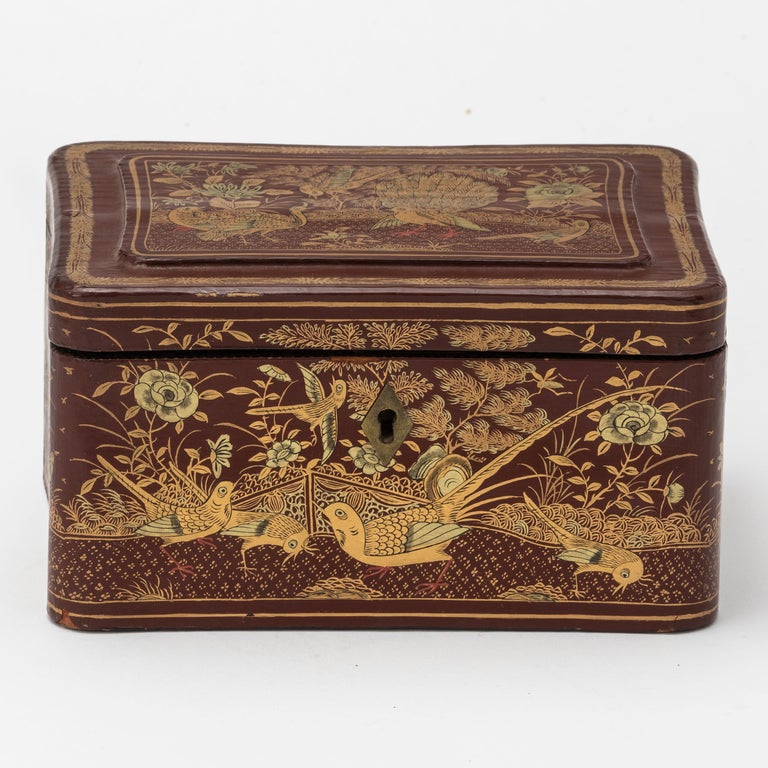 Chinoiserie Lacquer Tea Caddy Box at 1stDibs