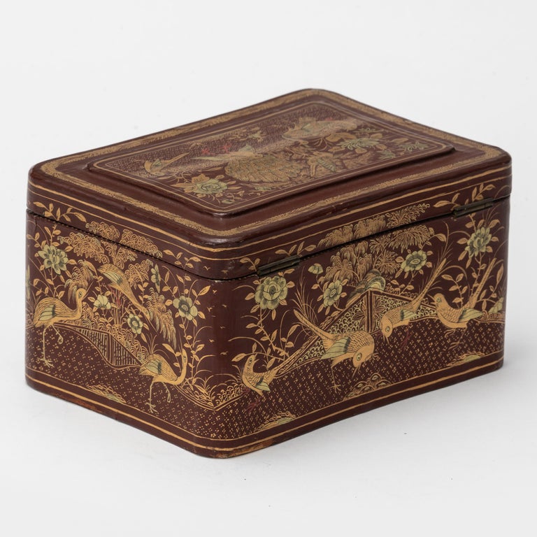 Chinoiserie Lacquer Tea Caddy Box at 1stDibs