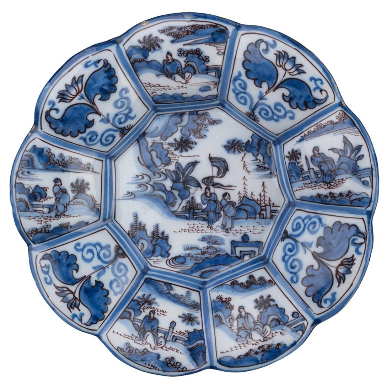 Chinoiserie Lobed Dish in Blue and Purple Delft, circa 1680 For Sale at ...