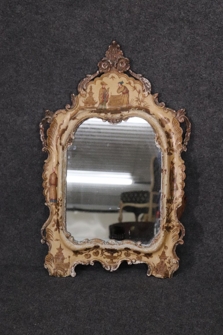 Chinoiserie Paint Decorated Italian Florentine Rococo Wall Mirror at ...
