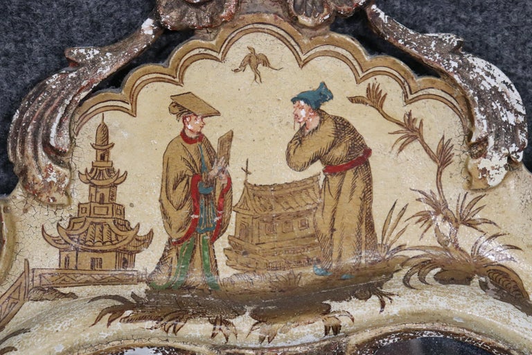 Chinoiserie Paint Decorated Italian Florentine Rococo Wall Mirror at ...