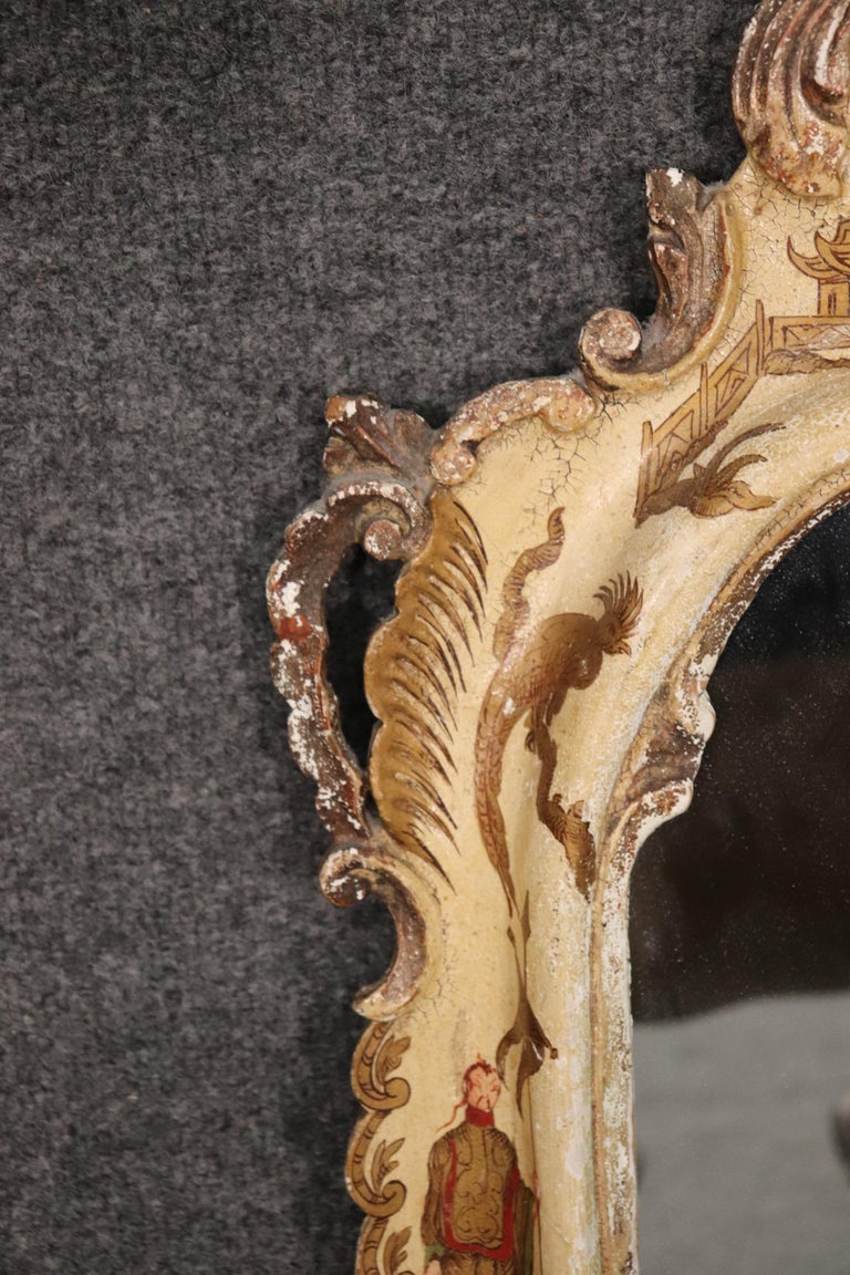 Chinoiserie Paint Decorated Italian Florentine Rococo Wall Mirror at ...
