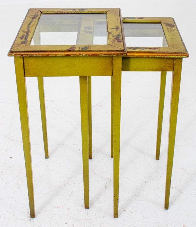 Chinoiserie Painted Wooden Nesting Tables, 2 For Sale at 1stDibs