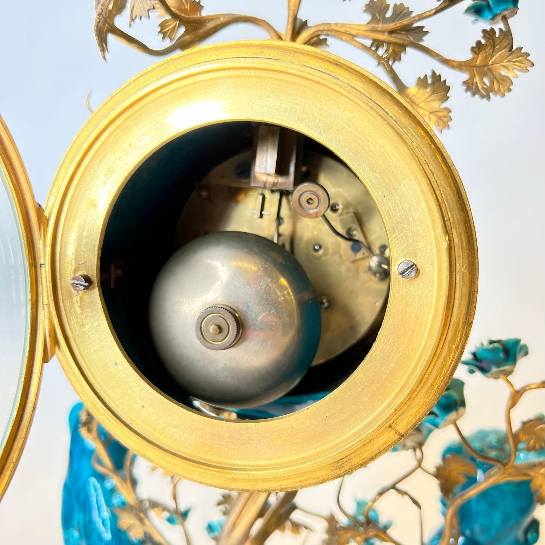 Chinoiserie Porcelain and Bronze Clock Garniture by Samuel Marti For ...