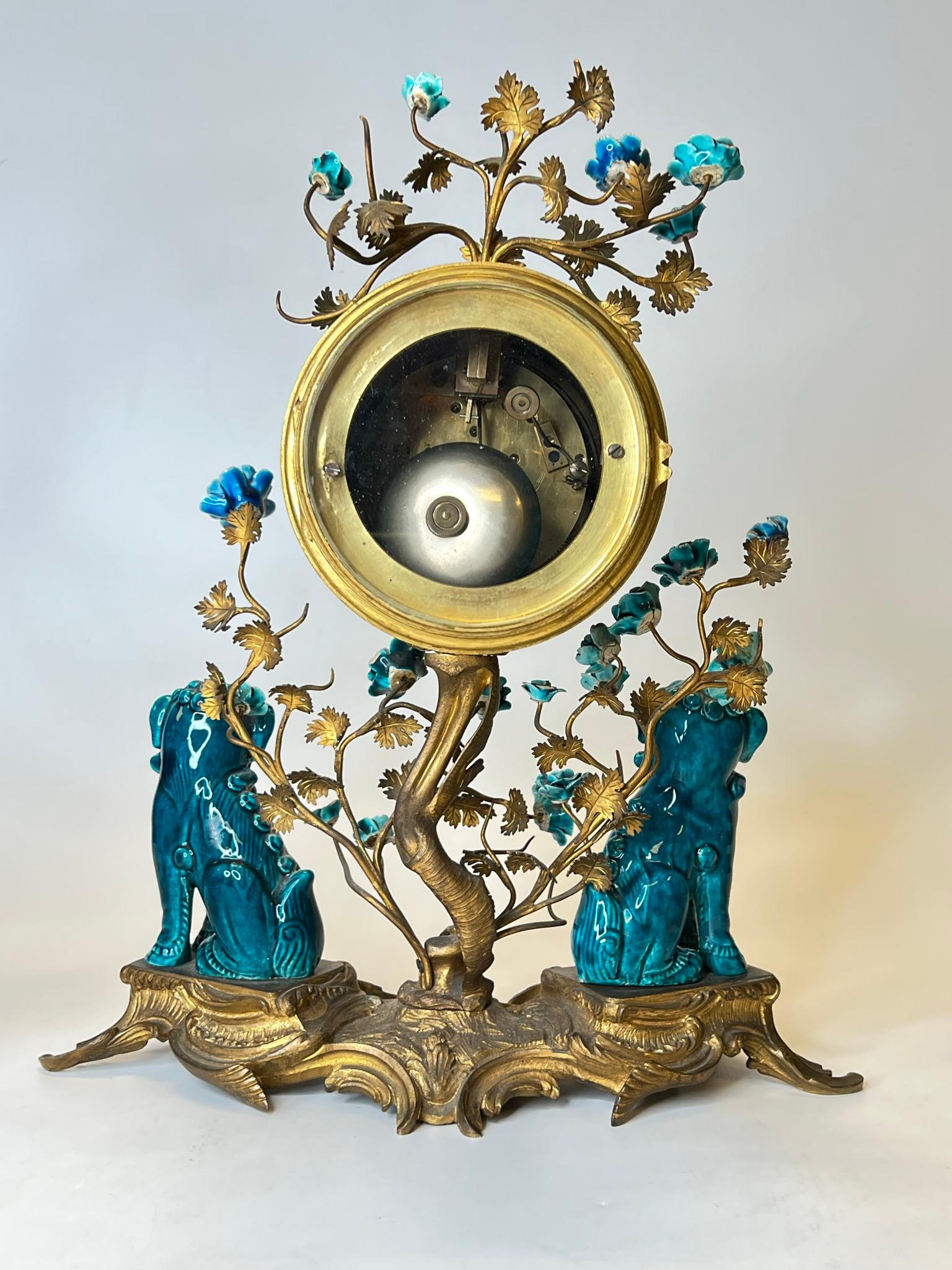 Chinoiserie Porcelain and Bronze Clock Garniture by Samuel Marti For ...