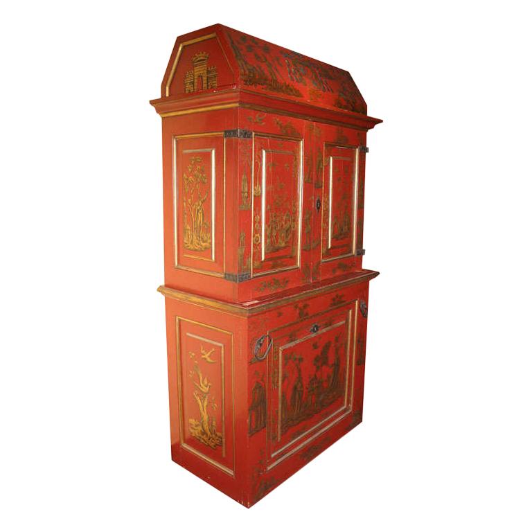 Chinoiserie Red and Gilt Painted Tall Bookcase For Sale at 1stDibs ...