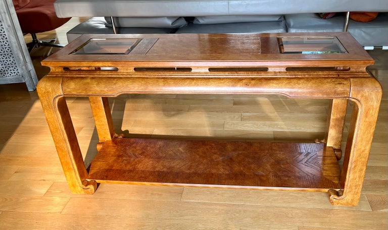 Chinoiserie Style Ming Chow Leg Console Table, Attributed to Schnadig ...