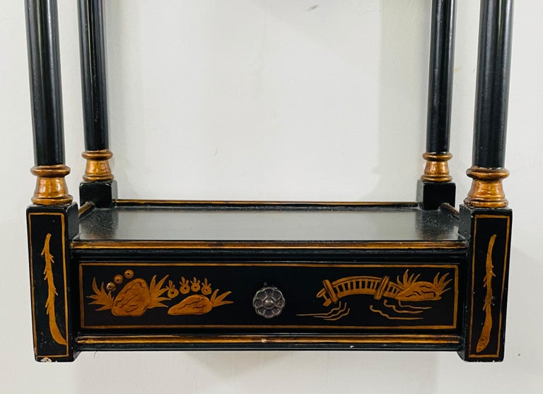 Chinoiserie Style Pagoda Form Faux Bamboo Wall Rack, 3 Shelves For Sale ...