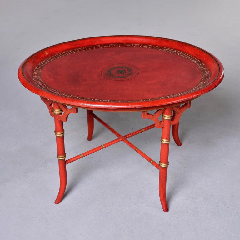 Chinoiserie Style Red Side Table For Sale at 1stDibs