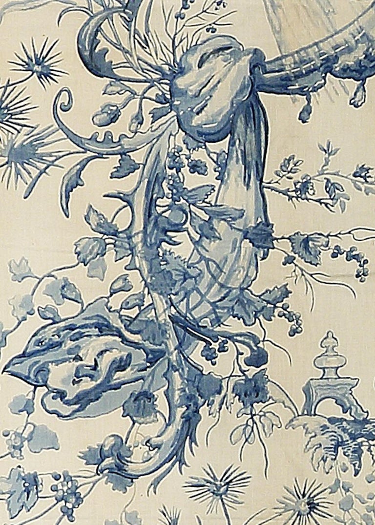 Chinoiserie Toile Hangings Curtains French Blue and White Rococo For ...