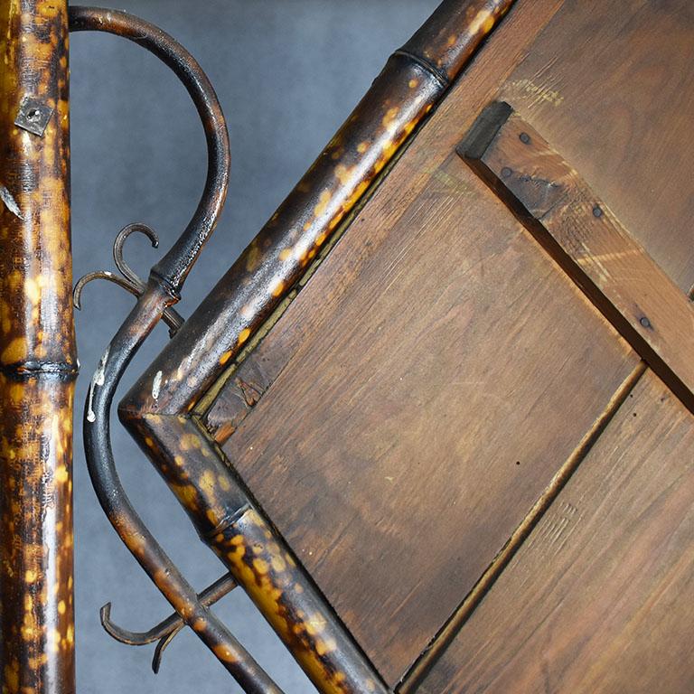 Chinoiserie Tortoise or Burnt Bamboo Hall Tree with Mirror and Hooks at ...