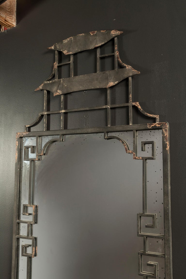 Chinoiserie Wrought Iron Mirror For Sale at 1stDibs