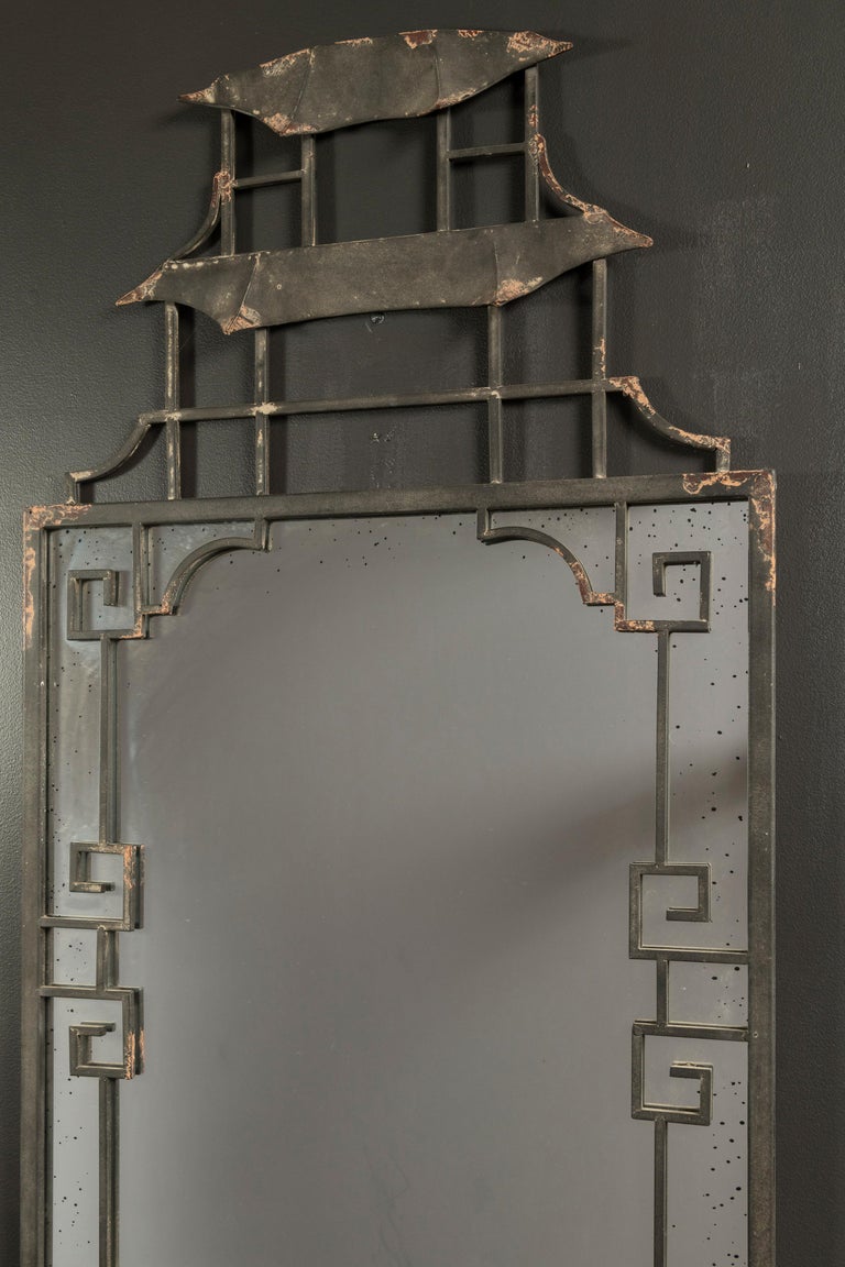 Chinoiserie Wrought Iron Mirror For Sale at 1stDibs
