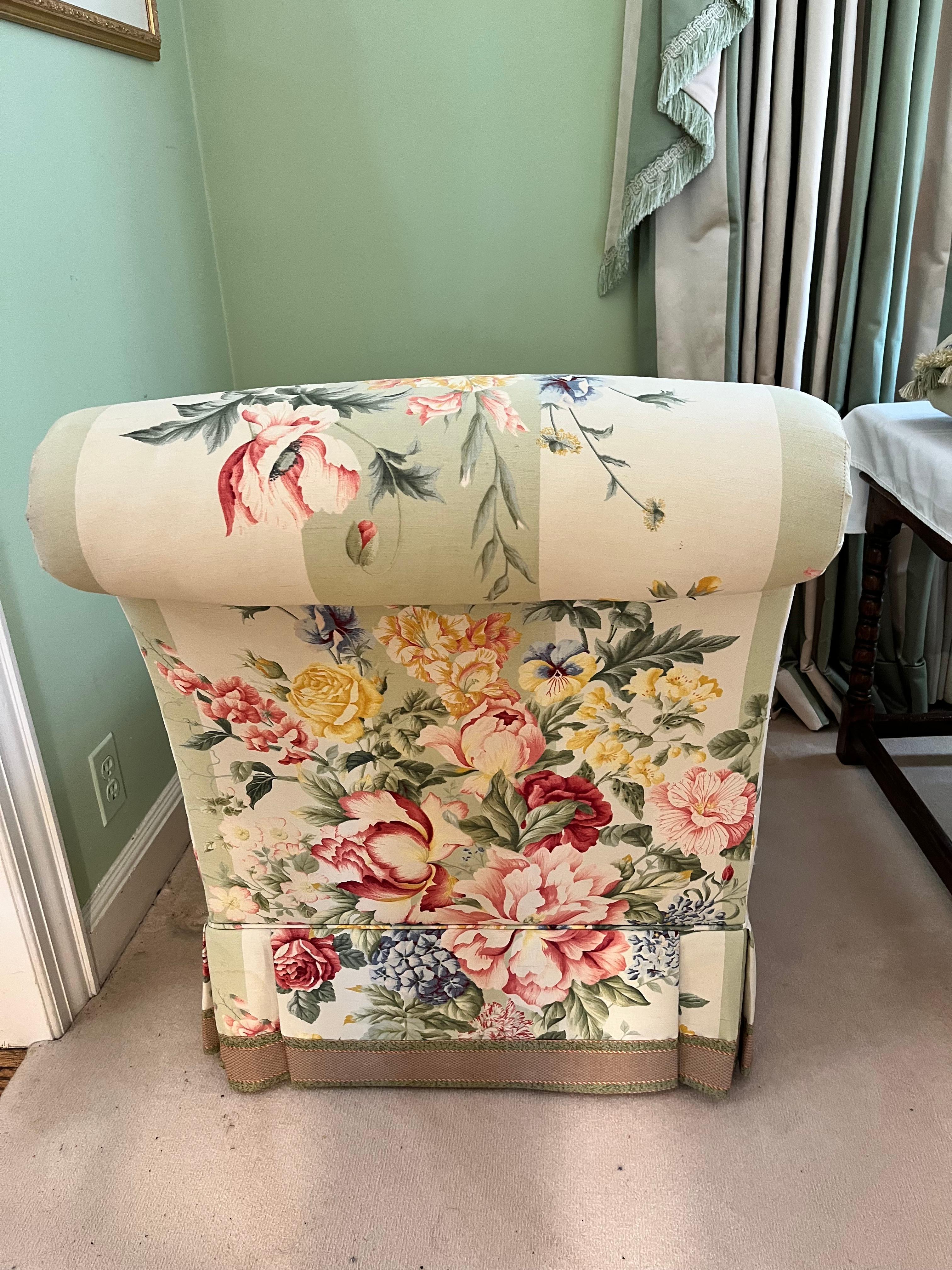 Chintz Upholstered Vintage Slipper Chair For Sale at 1stDibs