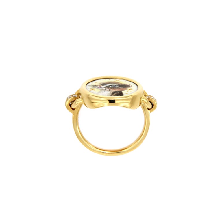 Chipmunk Animal 18K Yellow Gold Diamond Cocktail Ring For Sale at 1stDibs