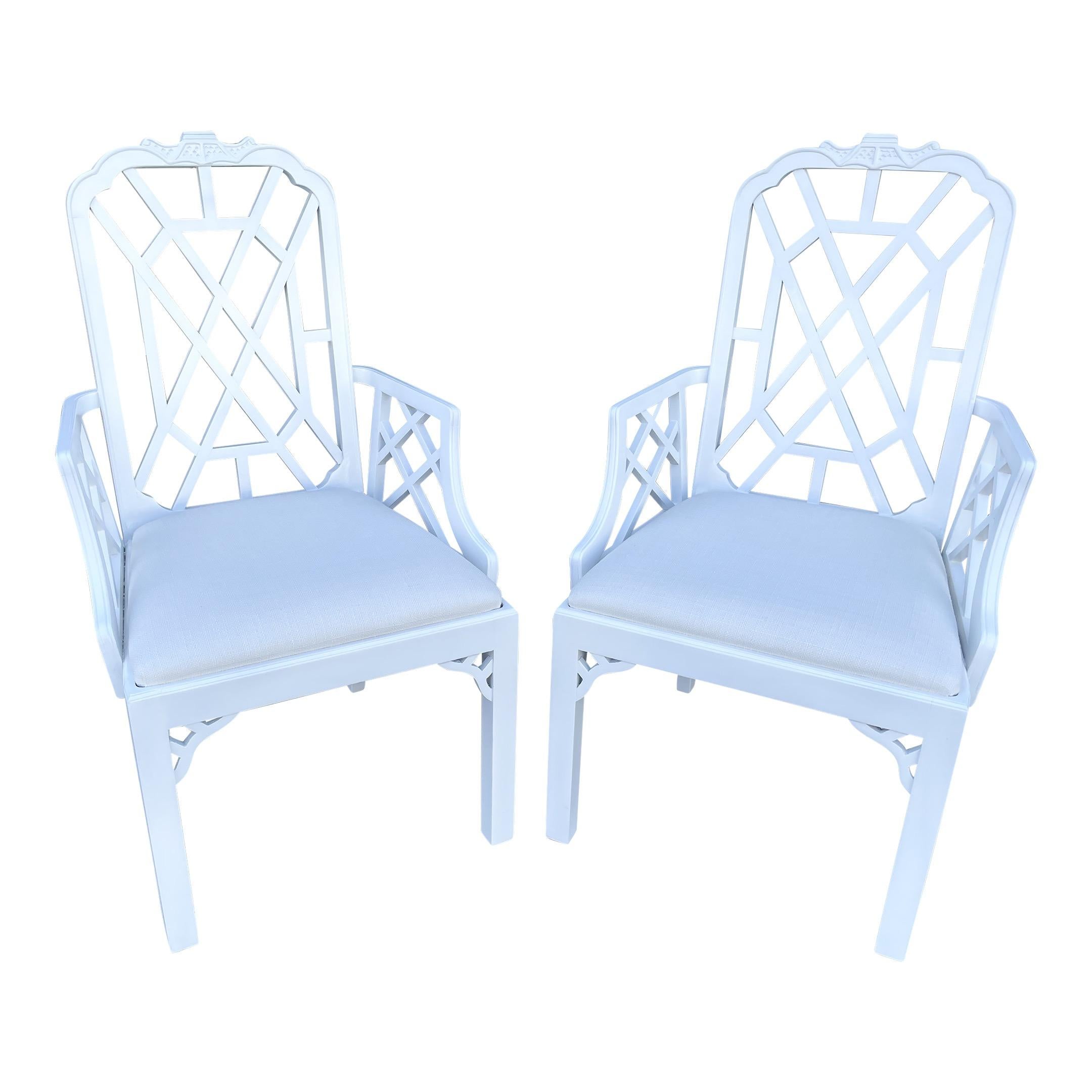 Chippendale Arm Chairs in New Todd Hase Textiles, a Pair For Sale at ...