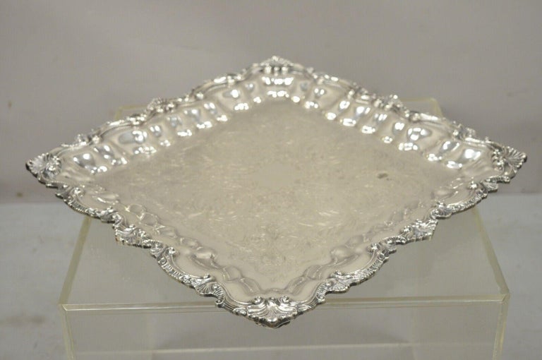 Chippendale by Wallace X 120 Silver Plate Square Shell Platter Tray on ...