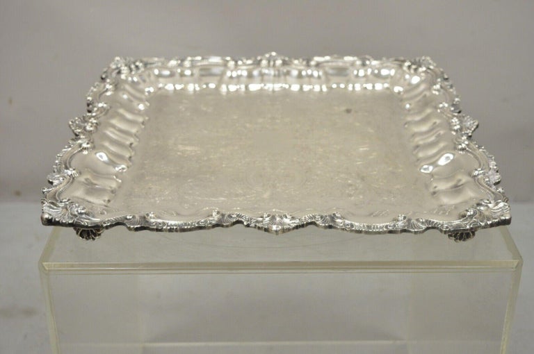 Chippendale by Wallace X 120 Silver Plate Square Shell Platter Tray on ...