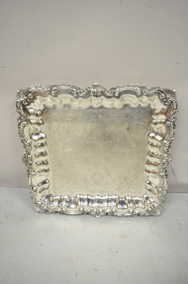 Chippendale by Wallace X 120 Silver Plate Square Shell Platter Tray on ...