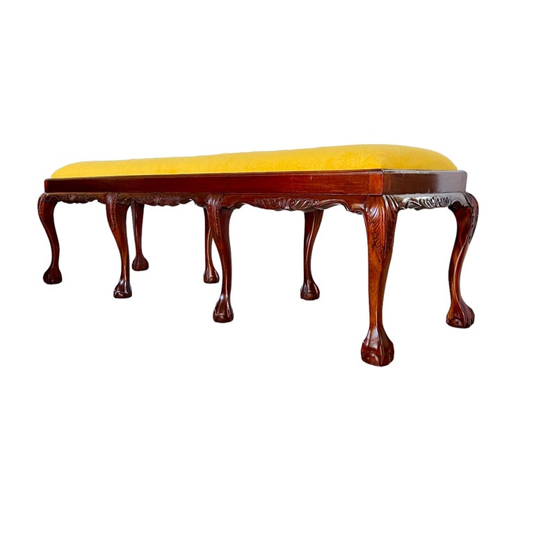 Chippendale Carved Mahogany Ball and Claw Eight Leg Bench For Sale at ...