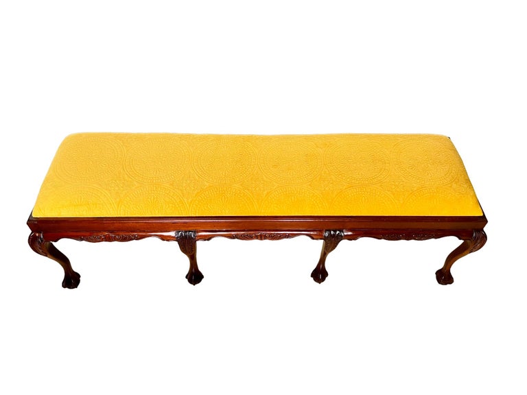 Vintage Chippendale Mahogany Ball and Claw Eight Leg Bench For Sale at ...