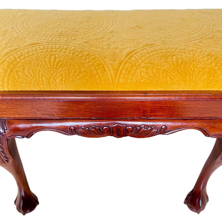 Chippendale Carved Mahogany Ball and Claw Eight Leg Bench For Sale at ...