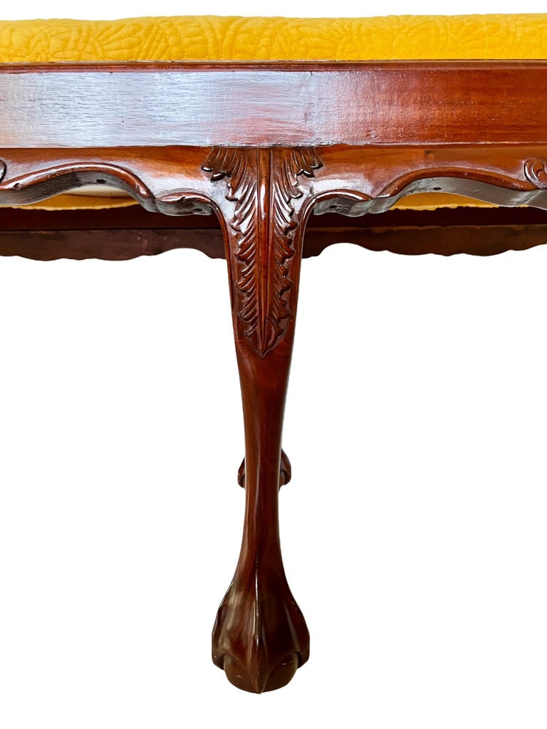 Chippendale Carved Mahogany Ball and Claw Eight Leg Bench For Sale at ...