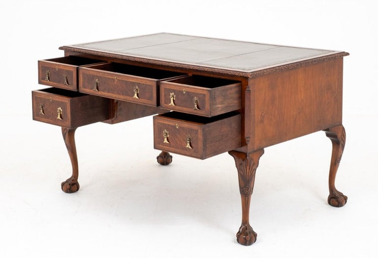 Chippendale Desk Writing Table Walnut Antique For Sale at 1stDibs