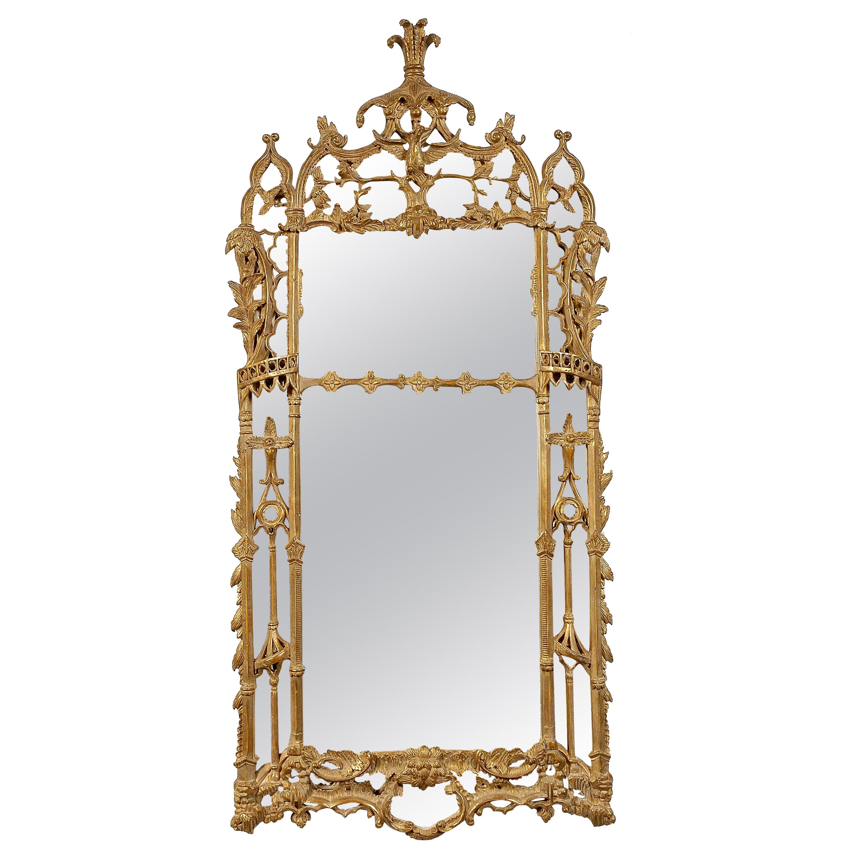 Chippendale Rectangular Handcrafted Gold Foil Wood Mirror Spain, 1970 ...