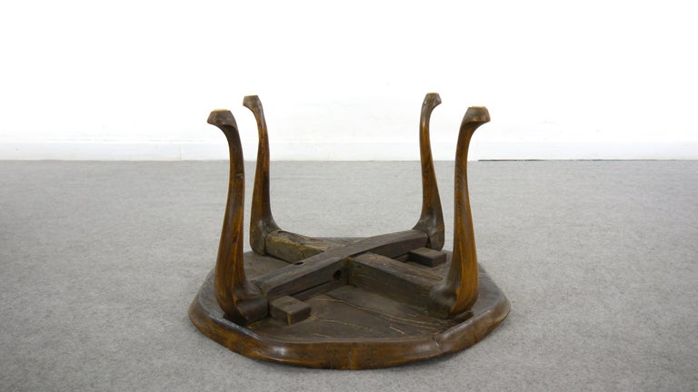 Chippendale Occasional Round Table / Gueridon in Oak and Elmwood For ...