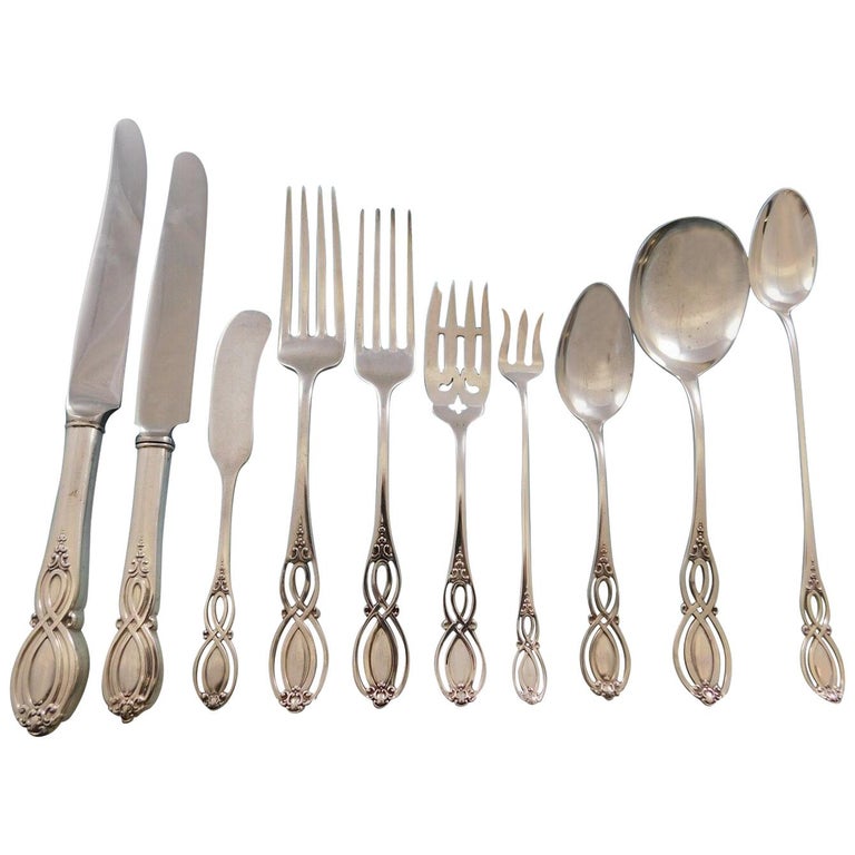 Chippendale Old by Alvin Sterling Silver Flatware Set for 12 Service ...
