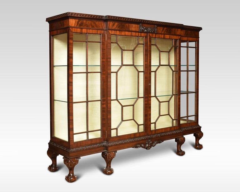 Chippendale Revival Mahogany Breakfront Cabinet For Sale at 1stDibs